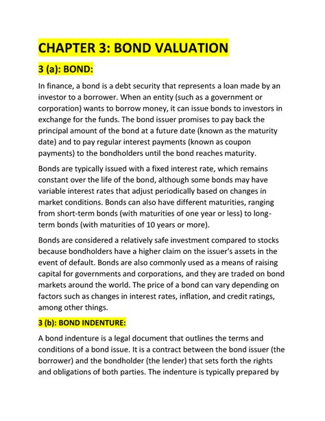 Chapter Bond Valuation Chapter Bond Valuation A Bond In Finance A Bond Is A Debt