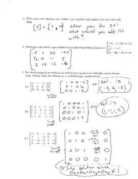 Algebra 2 Matrix Operations And Rref HW And Solutions TPT
