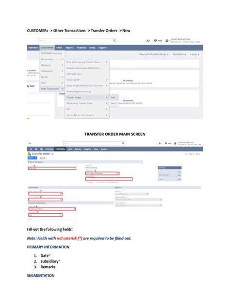 User Guide On How To Create Transfer Order In Netsuite Pdf