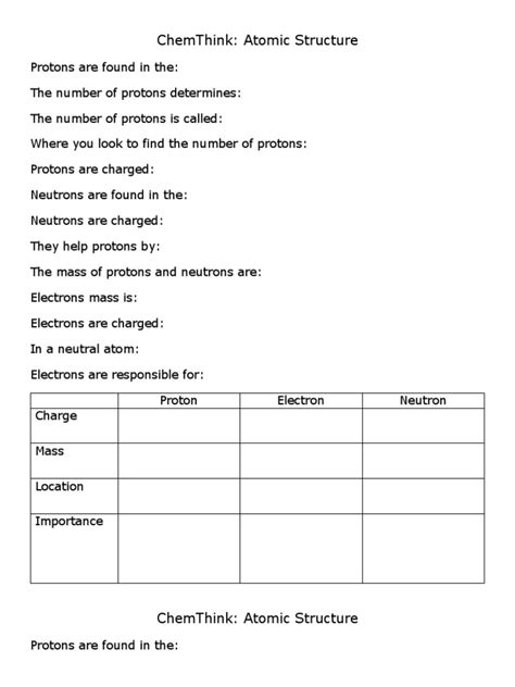 Atomic Structure Guide Protons Neutrons Electrons Pdf