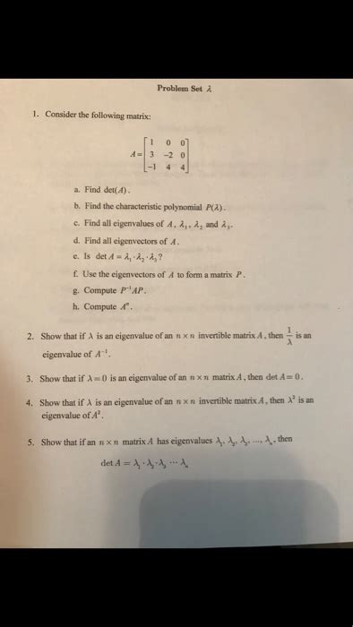 Solved Inverse Matrices Preblem 1 Find The Inverse Of The Chegg Com