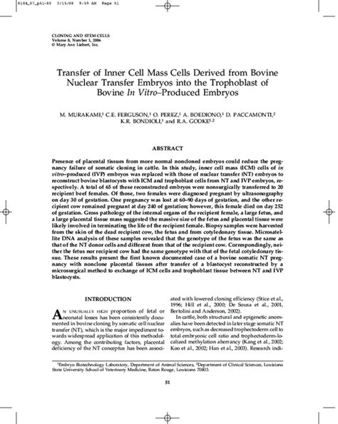 Pdf Improvement Of Attachment Rate Of Bovine Embryos After Transfer