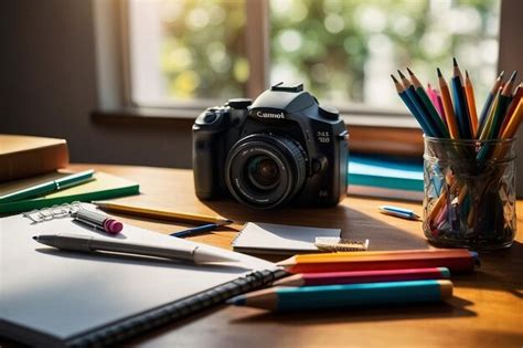 Desktop With School Supplies Premium Ai Generated Image