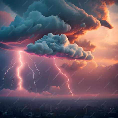 Premium Ai Image 3d Render Of Cloud With Lighting Ai Generated