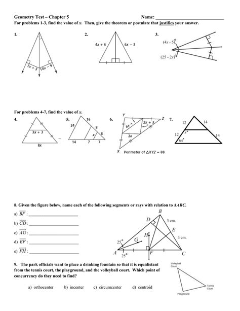 Geometry Test Chapter 5 Name Cd