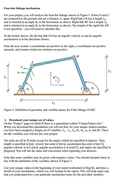 Solved Four Bar Linkage Mechanism For Your Project You Will Chegg