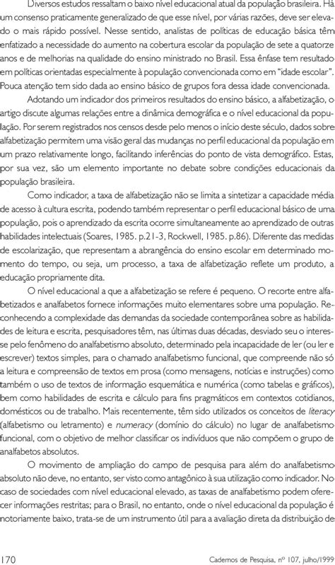O ANALFABETISMO NO BRASIL SOB ENFOQUE DEMOGRÁFICO PDF Free Download