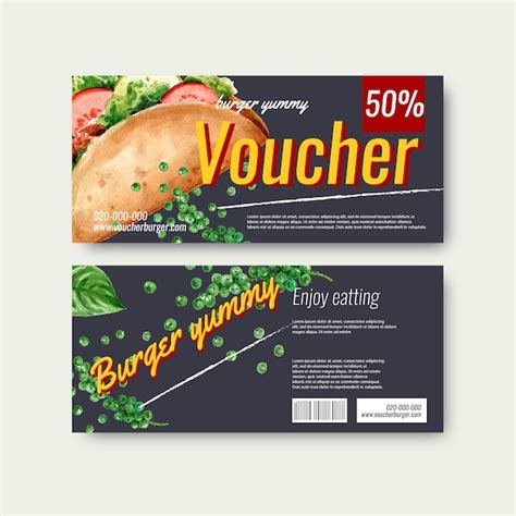 패스트 푸드  바우처 할인 주문 메뉴 전채 음식 무료 벡터