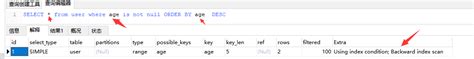 Mysql Explainusing Where Backward Index Scan Csdn博客