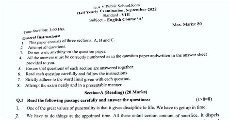 Images Dav Class 8 Board Question Paper Latest Learning Environment