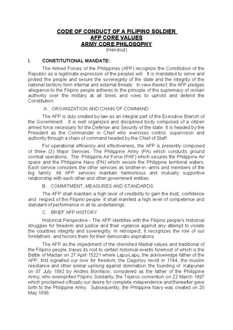 Code Of Conduct Code Of Ethics And PA Core Philisophy HO CODE OF CONDUCT OF A FILIPINO