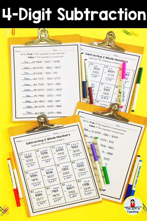 4 digit subtraction worksheets