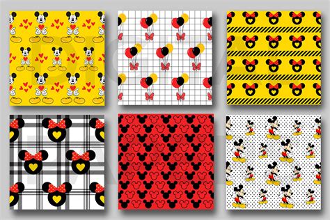 Cute Mickey Mouse Digital Papers By Creativestore Thehungryjpeg