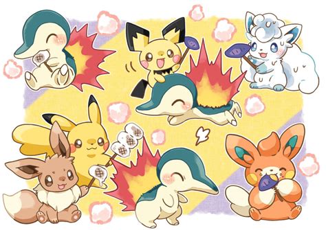 Safebooru 3 Alolan Vulpix Blue Eyes Brown Eyes Burning Closed Eyes