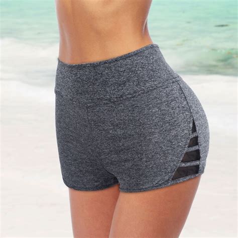 Sjwye สตรีเอวสูงออกกำลังกายวิ่งไม่มุมมองโยคะ Shortsyoga กางเกงขาสั้น