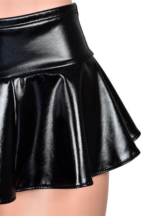 Shiny Black Metallic Micro Mini Skirt Xs S M L Xl 2xl 3xl Plus Etsy