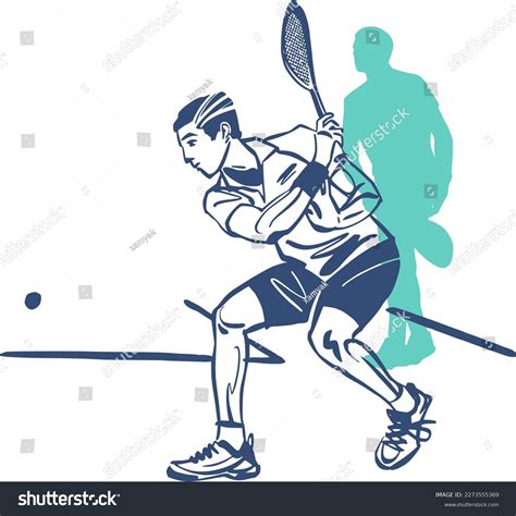 Vector Illustration Sketch Squash Player Racket Stock Vector Royalty