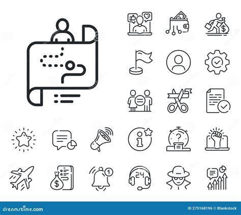Journey Path Map Line Icon Project Process Sign Salaryman Gender Equality And Alert Bell