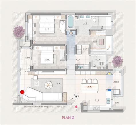 平面户型优化 Designer Ming L 中小平层｜魔改方案九128m² 室内设计 拓者设计吧