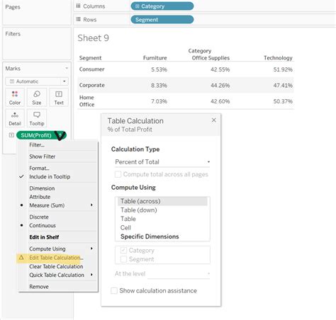 Quick Table Calculations Part Percent Of Total The Data Babe