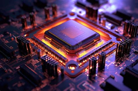 Close Up Of A Cpu With Visible Circuits Stock Illustration