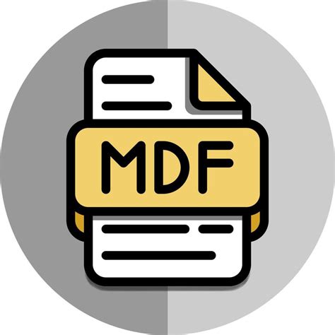 mdf file type flat icons with a silver background at the back