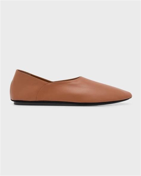 Jil Sander Js Plus Lambskin Ballerina Flats In Brown Lyst