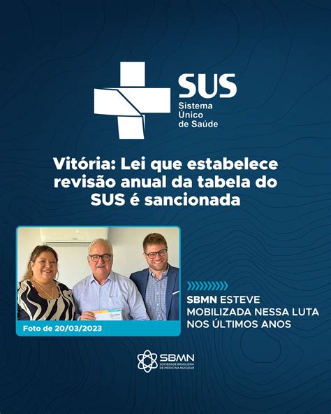 Lei que estabelece revisão anual da tabela do SUS é sancionada SBMN