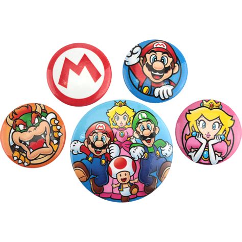 Super Mario Badges Pack Of 5 Discount Party Supplies
