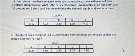 Solved 1 Iron Atoms Have Been Detected In The Suns