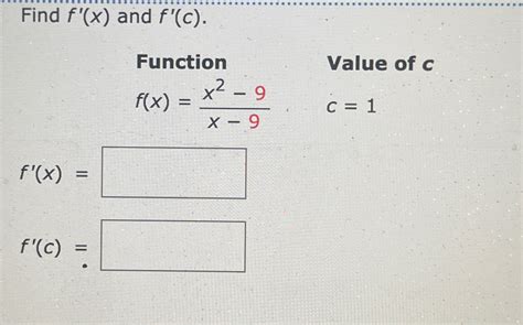 Solved Find F X And F C Function Value Chegg