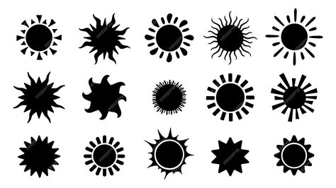 Premium Vector Black Sun Icons Isolated Summer Signs Flat Symbols Hot