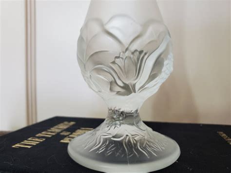 Fenton Satin Clear Glass Tulip Vase Etsy