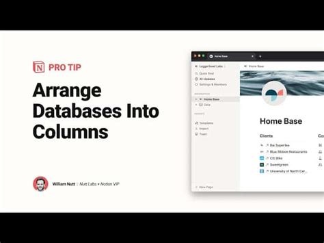 Notion Pro Tip Arrange Databases Into Columns Notion VIP