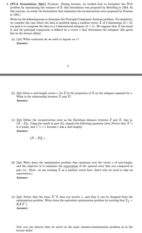 4 PCA Formulation 9pt Context During Lectures StudyX
