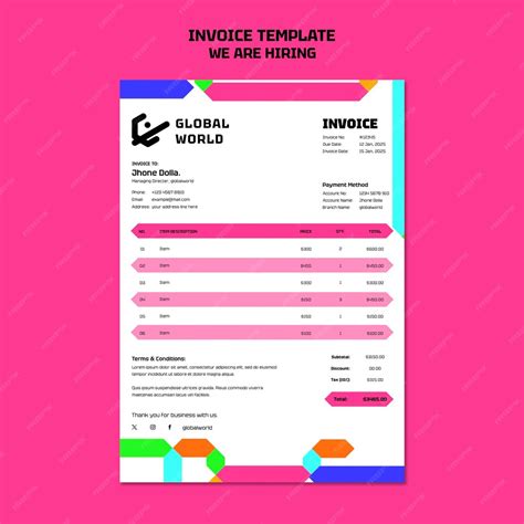 우리는 청구서 템플릿을 고용하고 있습니다 무료 Psd 파일