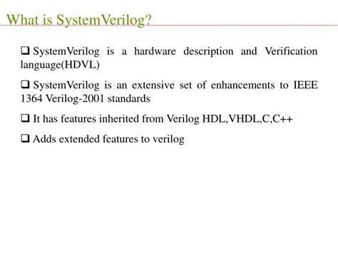 Ppt An Introduction To Systemverilog Powerpoint Presentation Id547905