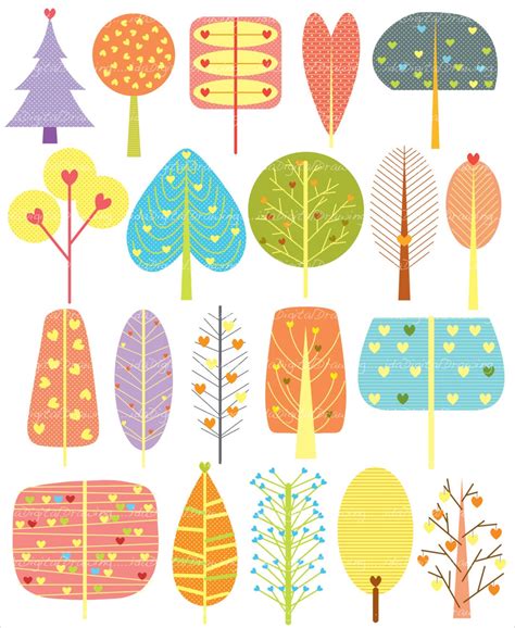 Tree Clip Art High Resolution Personal And Commercial Use Etsy