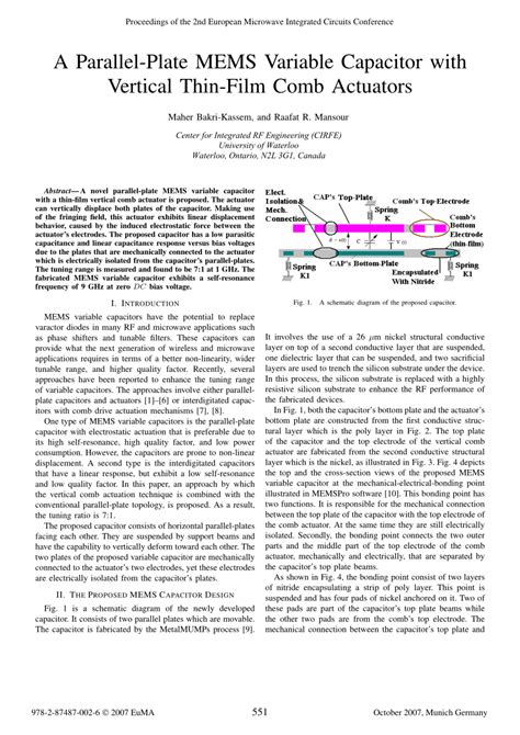 pdf a parallel plate mems variable capacitor with vertical thin film