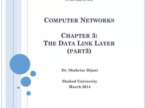 Ppt In The Name Of God Computer Networks Chapter 3 The Data Link