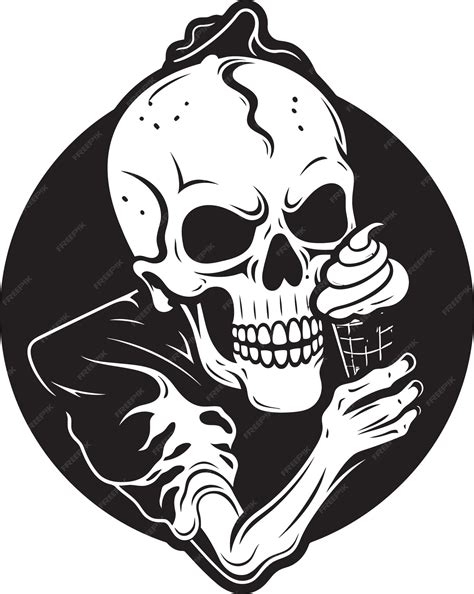 Icy Indulgences Скелет с мягким векторным дизайном Сервирования Eerie