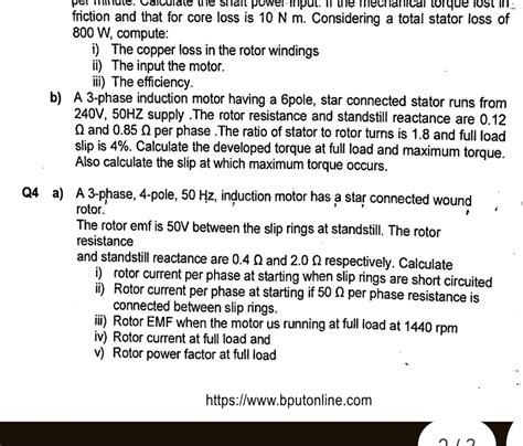 B A 3 Phase Induction Motor Having A 6pole Studyx