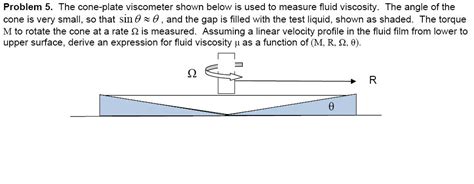 Solved The Cone Plate Viscometer Shown Below Is Used To