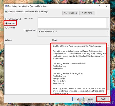 Windows 10 How To Enable Disable Settings And Control Panel WinBuzzer