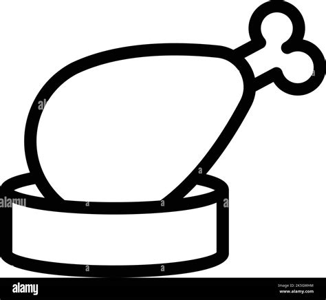 Tasty Chicken Icon Outline Vector Nugget Food Fast Meat Stock Vector