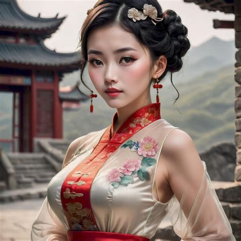 Vintage Beautiful Chinese Girl Background Premium Ai Generated Image