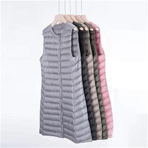 New Women S Long Vest Autumn Winter Ultra Light Down Vests Women Female