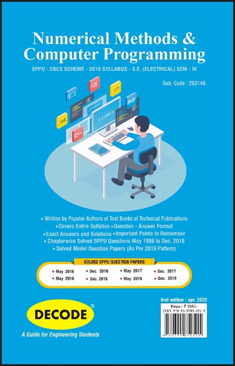 Buy Decode Numerical Methods And Computer Programming For Sppu 19 Course Se Ii Electrical