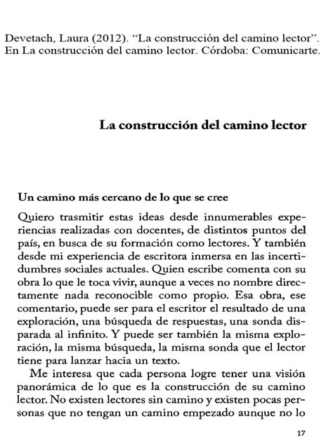Devetachla Construccion Del Camino Lector Pdf