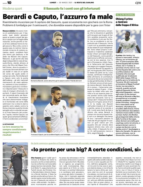 Sassuolo Resto Del Carlino Berardi E Caputo Lazzurro Fa Male